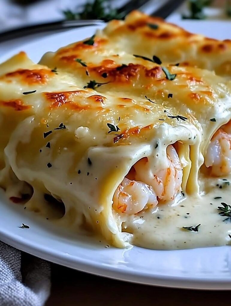 SHRIMP & CRAB ALFREDO LASAGNA ROLL-UPS